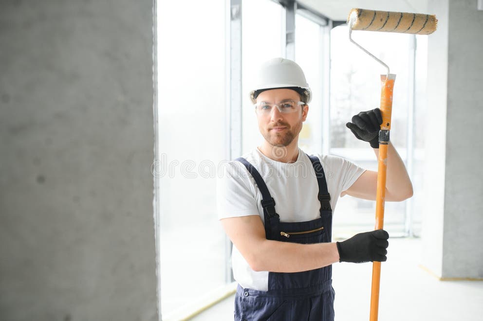 A Happy Worker Proudly Standing at His Workplace. Stock Image - Image ...