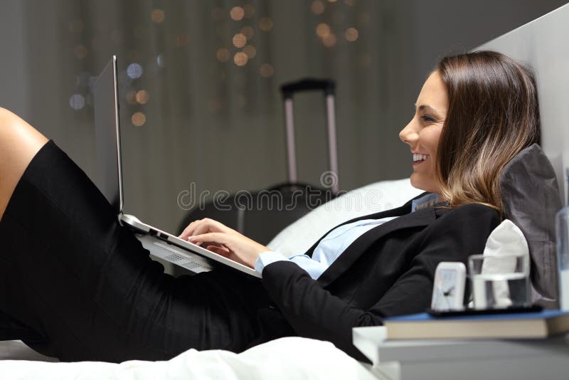 Happy Worker Working in an Hotel Room Stock Image - Image of girl ...