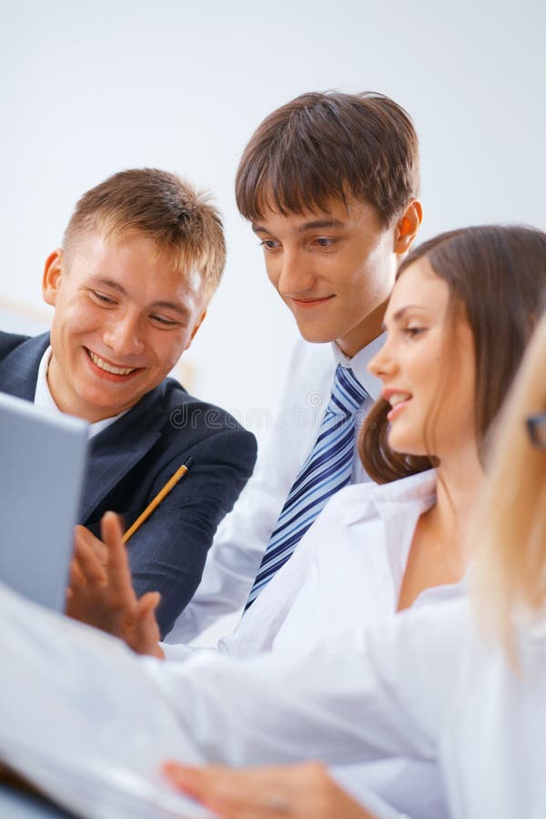 Happy Business Team at Office Stock Photo - Image of business ...