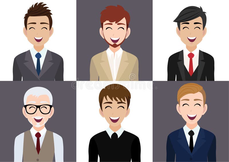 Happy Workplace with Smiling Men Cartoon Character in Office Clothes ...