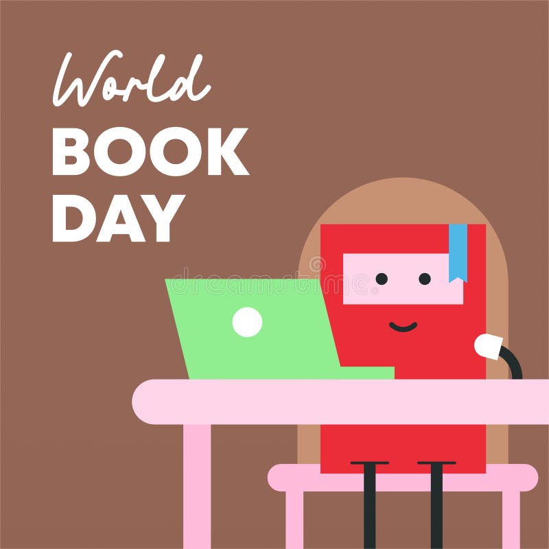 Square Happy World Book Day Illustration Background Stock Vector ...