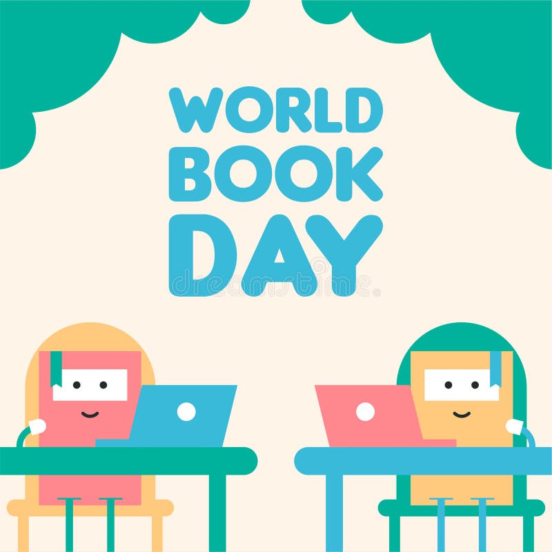Square Happy World Book Day Illustration Background Stock Vector ...