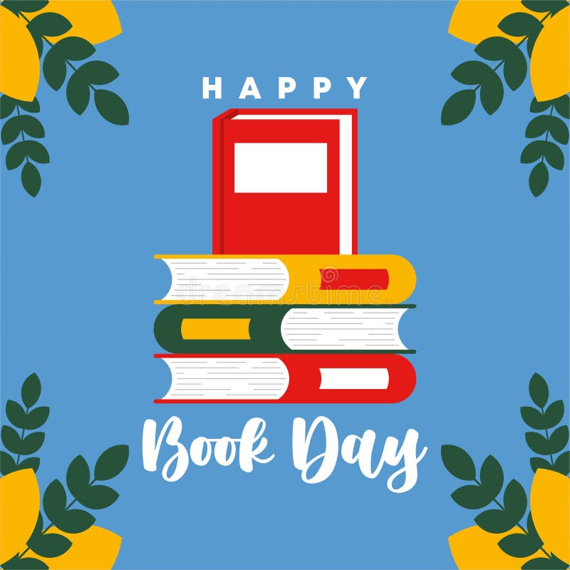 Square Happy World Book Day Illustration Background Stock Illustration ...