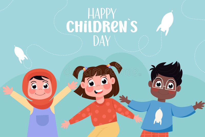 Happy World Children S Day in a Flat Background Stock Vector ...