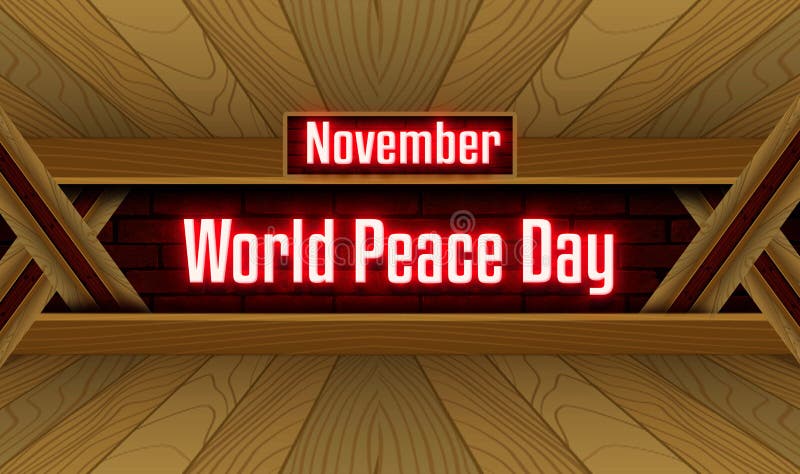 November, World Peace Day, Neon Text Effect on Bricks Background Stock ...