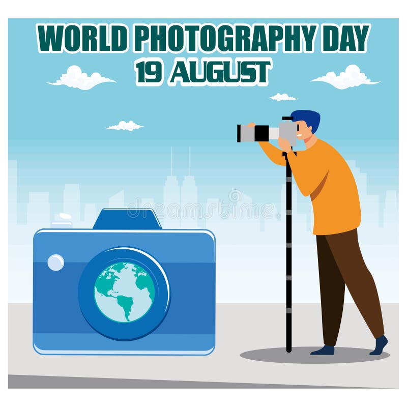 Happy World Photography Day 19 August. Flat Vector Modern Stock Vector ...