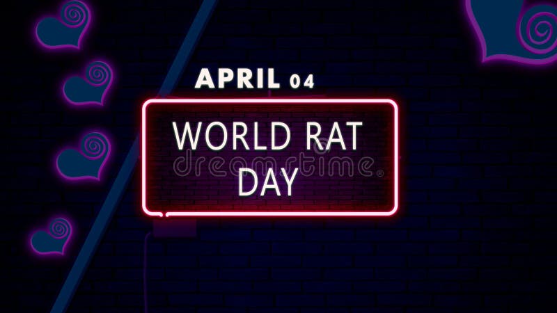 04 April, World Rat Day, Neon Text Effect on Bricks Background Stock ...