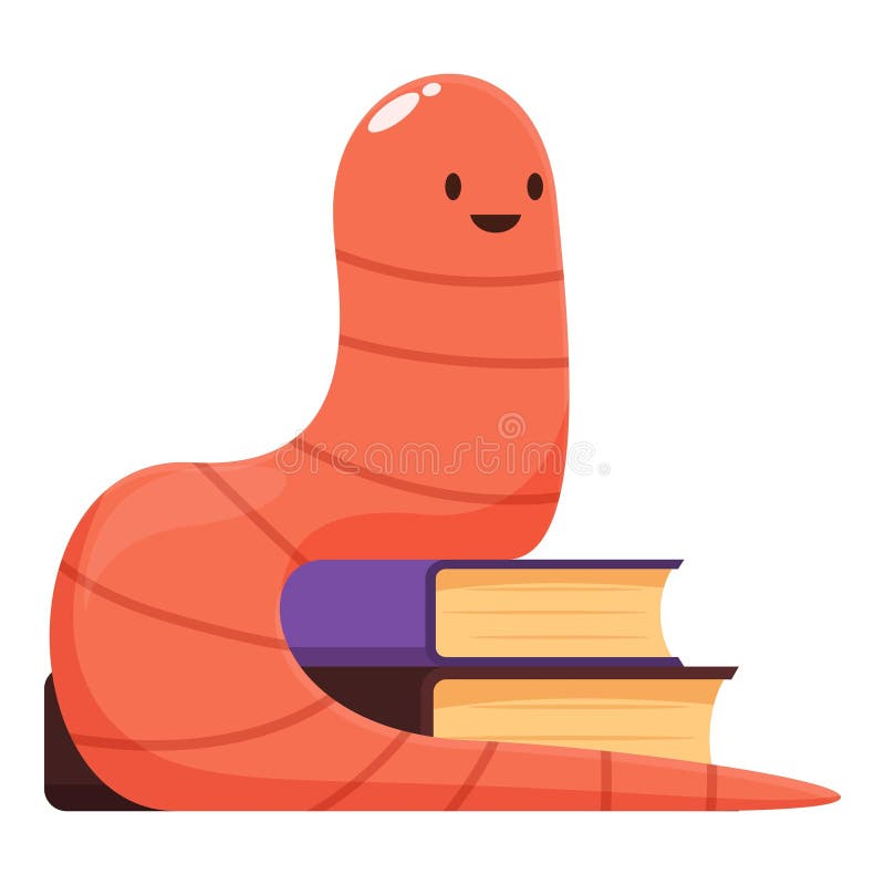 Happy Worm Relaxing after Finishing Reading Books Stock Vector ...