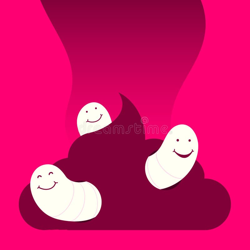 Happy worms in dung stock vector. Illustration of maggot - 7389389