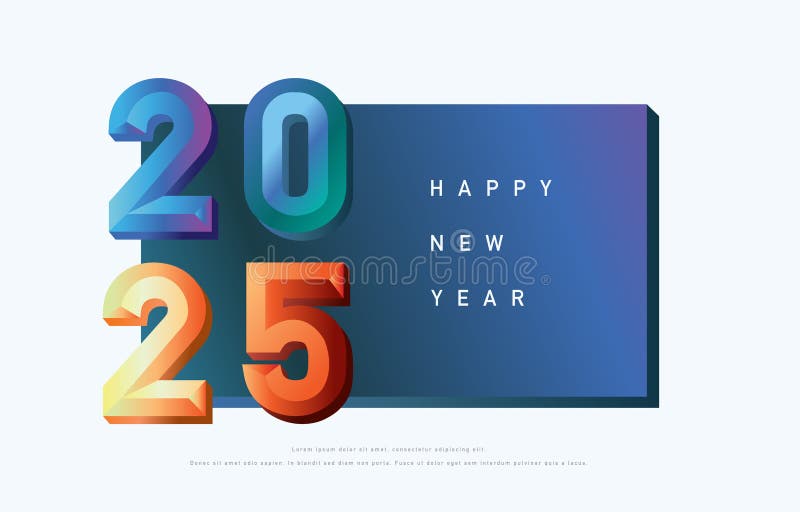 2025 Happy are Year with 3d Gradient for Horizontal Design Stock ...