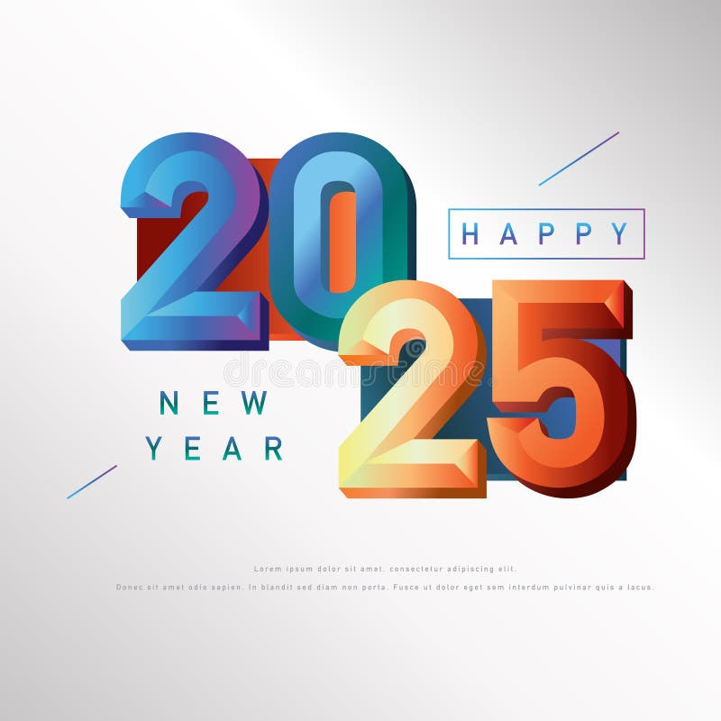 2025 Happy are Year with 3d Gradient for Horizontal Design Stock Vector ...