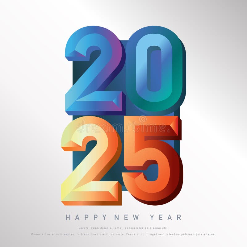 2025 Happy are Year with 3d Gradient for Horizontal Design Stock Vector ...