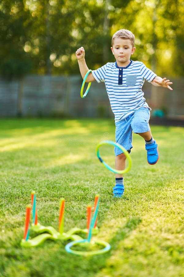 Happy 3 Year Old Boy Having Fun Playing Outside Stock Photo - Image of ...