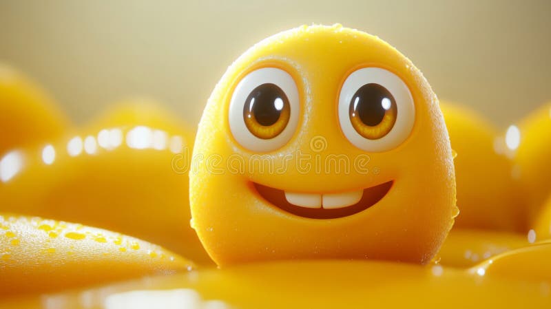 Happy Yellow Cartoon Character in Liquid Stock Illustration ...