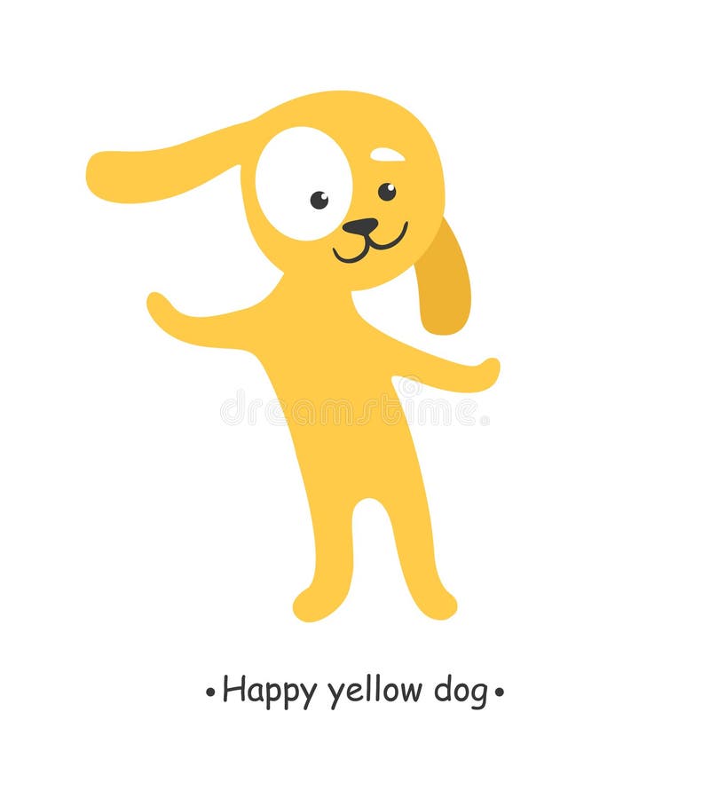 Funny Yellow Dog. Symbol of Year 2018. Flat Style, Illustration ...