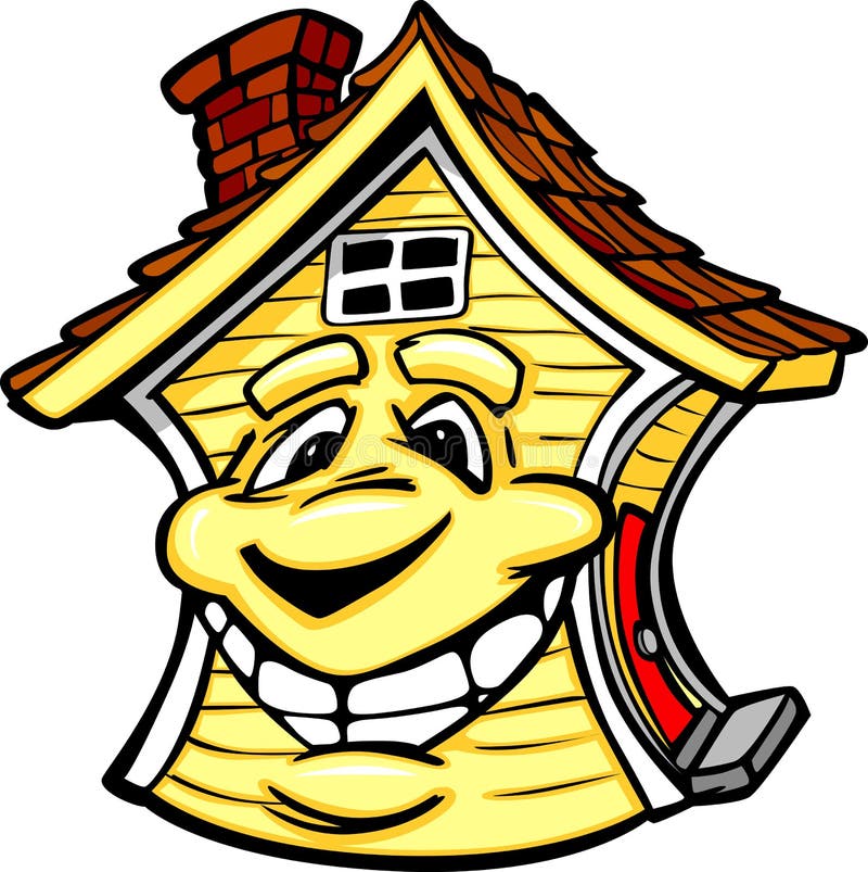Happy Yellow House With Smiling Face Cartoon Stock Vector ...