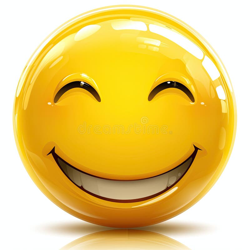Happy Yellow Smiley Face with Big Grin and Shiny Surface Stock ...