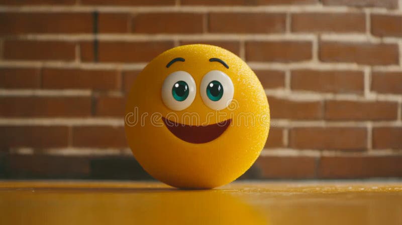 Happy Yellow Smiley Face on Brick Wall Background Stock Illustration ...
