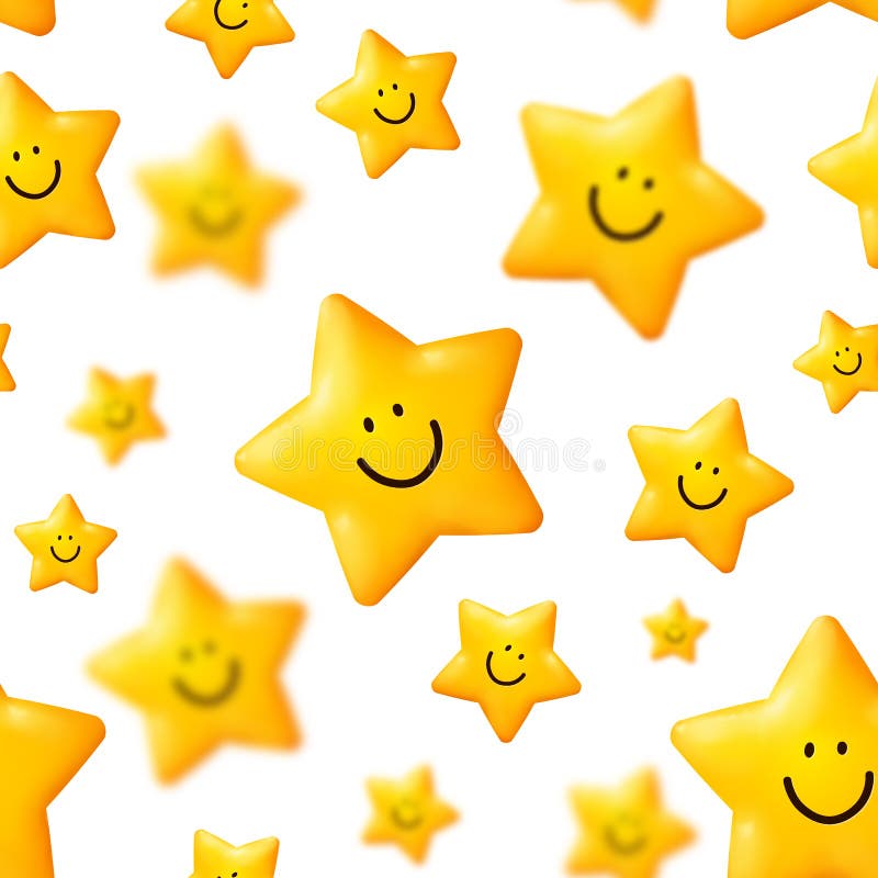 Happy Stars Seamless Pattern Stock Illustration - Illustration of cute ...