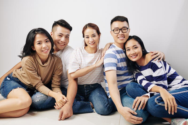 Happy young Asian people stock photo. Image of females - 161651112