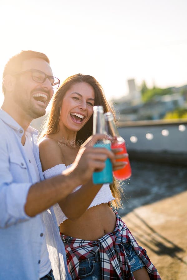 Happy Couple Having Fun Time at Party Stock Photo - Image of male ...