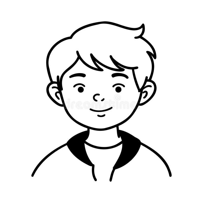 Young Boy Avatar Line Art Vector Doodle Stock Illustration ...