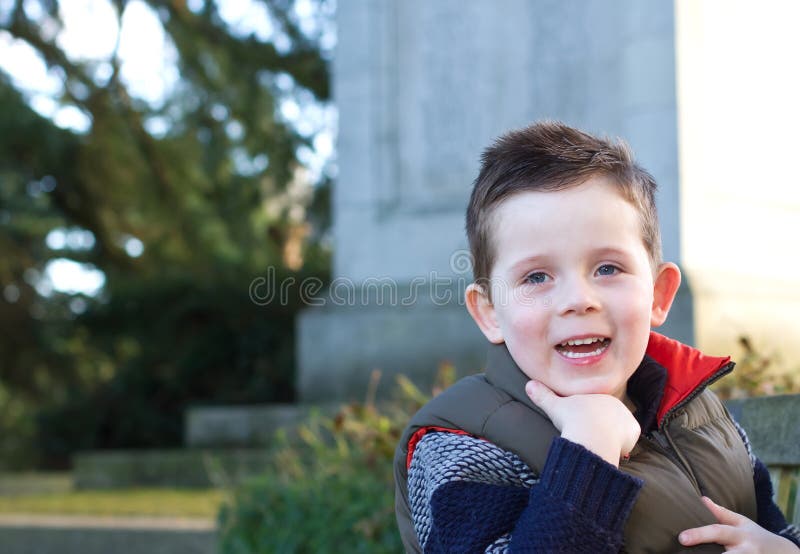 Happy Young Boy Smiling in an Outdoor Scene Stock Photo - Image of girl ...