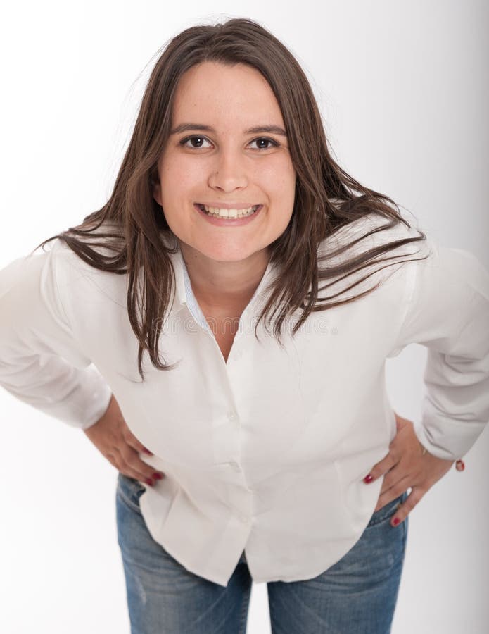 Happy young brunette stock photo. Image of happy, woman - 66606792