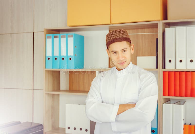 Happy Young Business Arab Middle Eastern Muslim Man in Office Stock ...