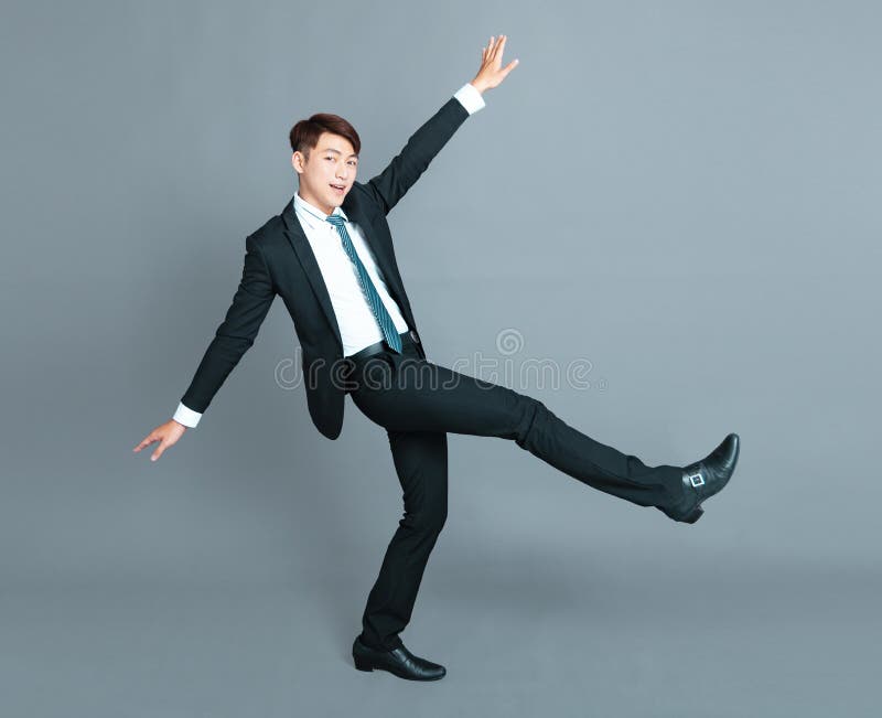 Happy Young Business Man Dancing in Motion Stock Photo - Image of smart ...