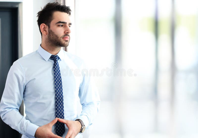 Happy Young Business Man Work in Office Stock Image - Image of ...