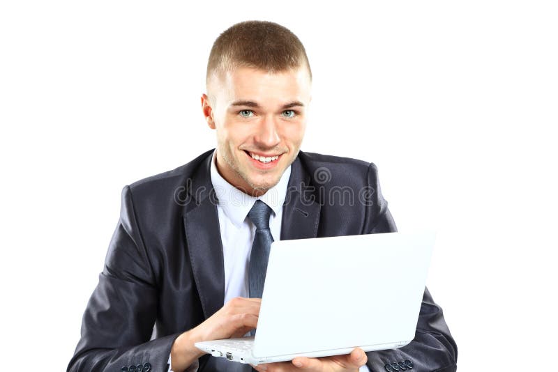 Happy Young Business Man at Office Stock Image - Image of manager ...