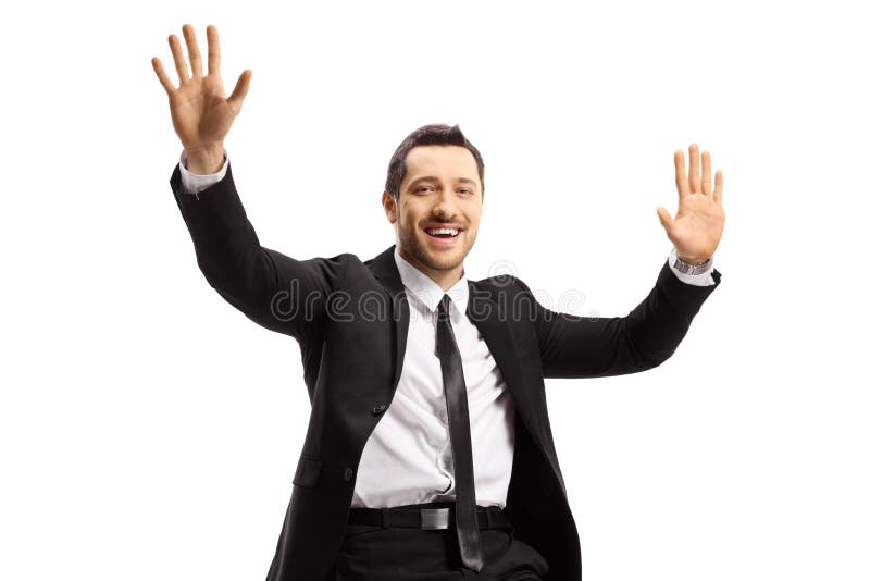 Businessman Waving Hi To His Colleague Stock Photo - Image of business ...