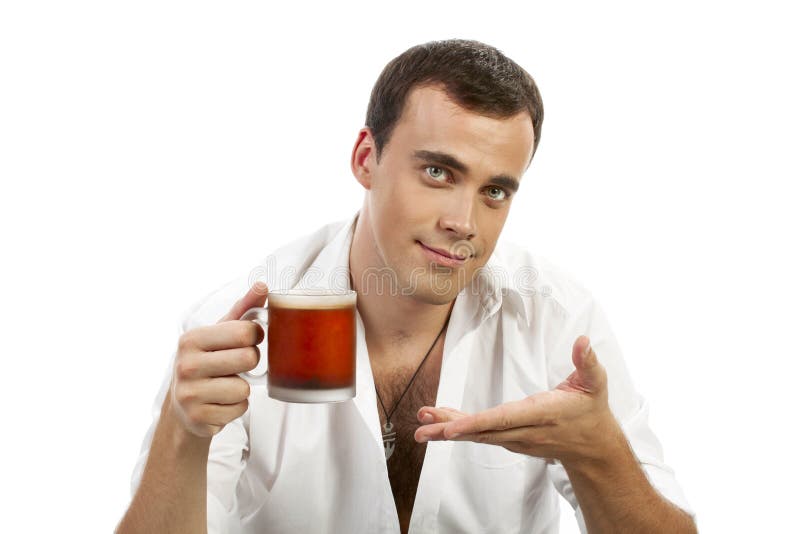 Happy Young Caucasian Guy Having a Cup of Tea Stock Image - Image of ...