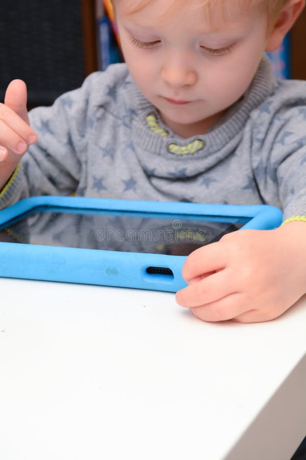Child Using a Tablet Touch Screen Device Stock Image - Image of online ...