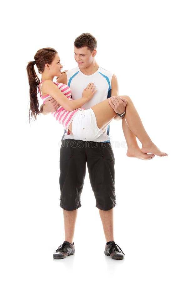 Young Man Carrying His Cute Girl on Back Stock Image - Image of happy ...