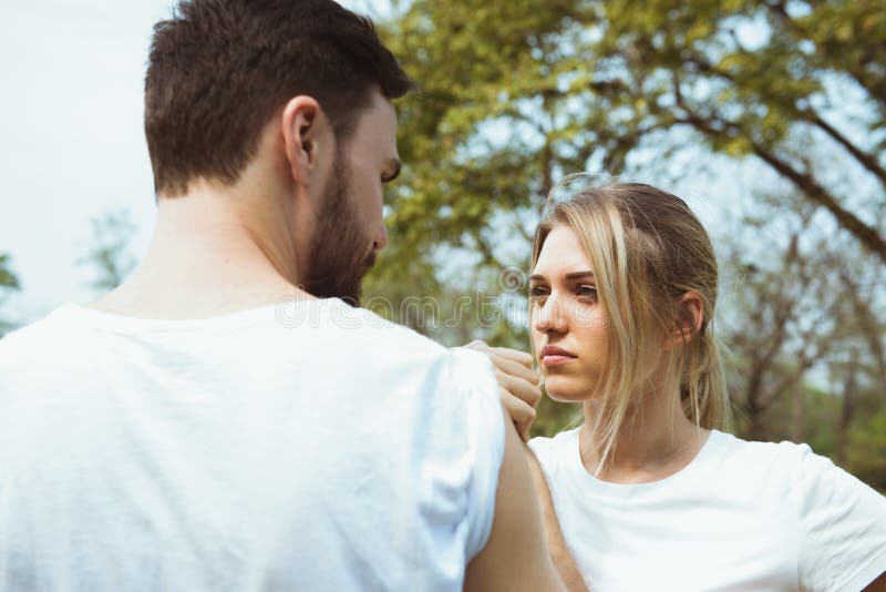 Happy Young Couple Arm Restling in the Park Stock Image - Image of ...