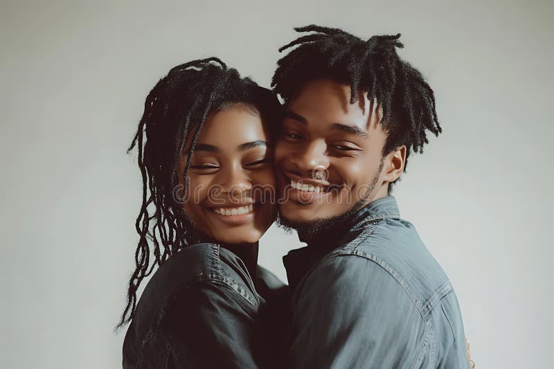 Happy Young Couple Embracing, Smiling. (1 Stock Illustration ...