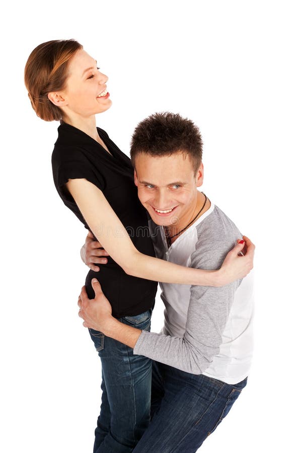 Happy Young Couple Have Fun at Beautiful Beach Stock Image - Image of ...