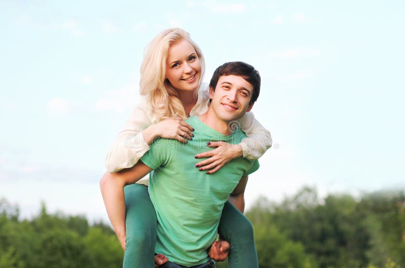 Happy Young Couple Having Fun Stock Image - Image of dating, outdoors ...