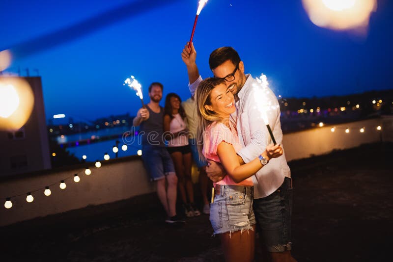 Happy Couple Having Fun Time at Party Stock Image - Image of relaxation ...