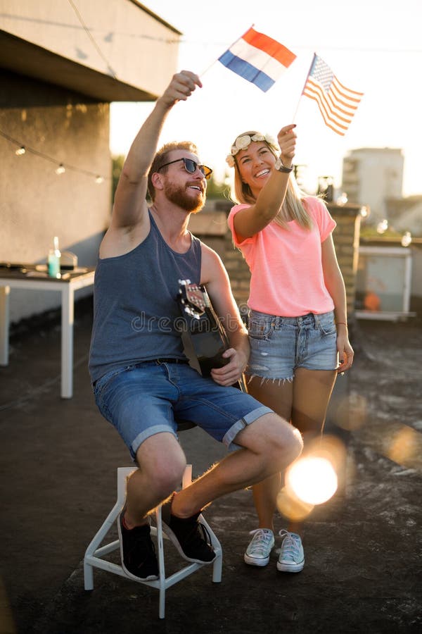 Happy Couple Having Fun Time at Party Stock Photo - Image of smiling ...