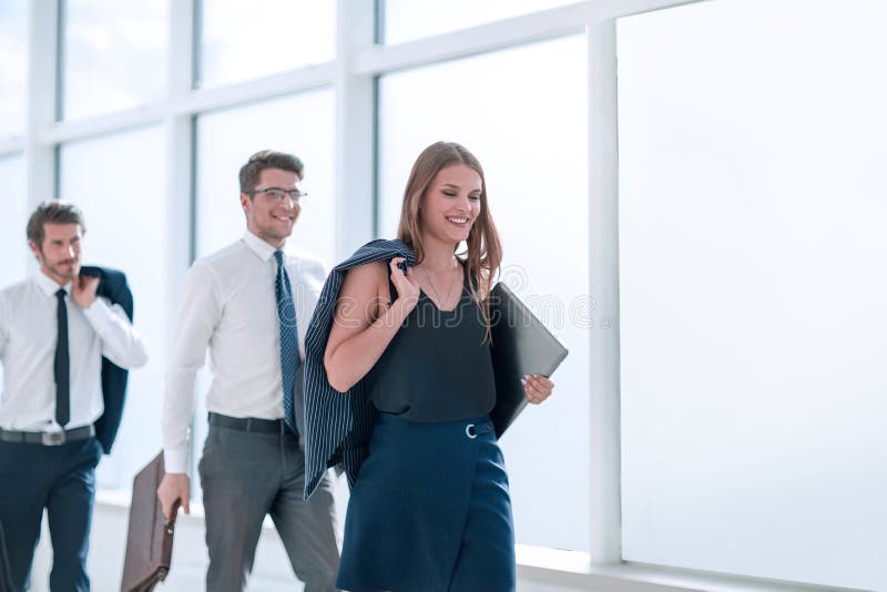 Happy Young Employees Finishing the Working Day Stock Photo - Image of ...