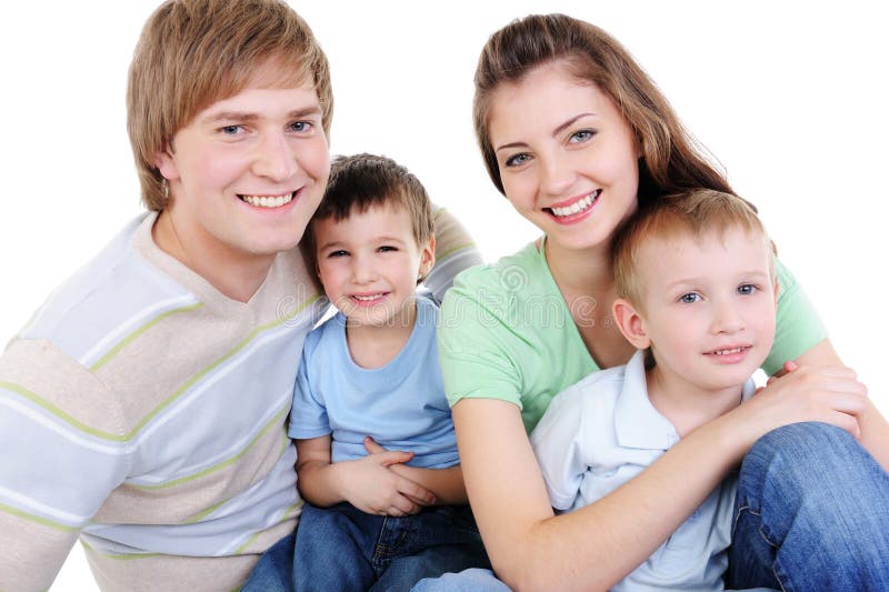Happy Young Family with Two Little Sons Stock Image - Image of brother ...