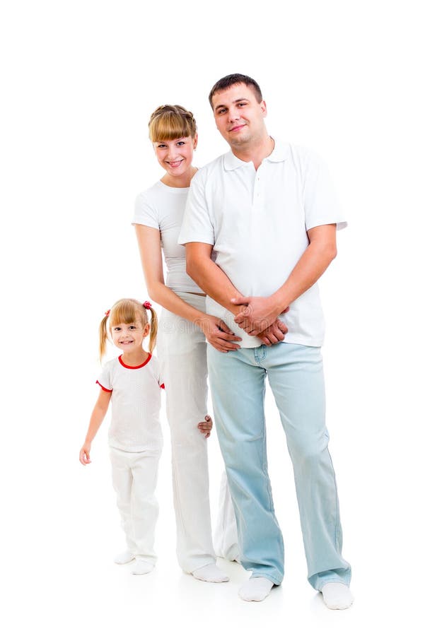 Happy Young Family on White Background Stock Photo - Image of childhood ...