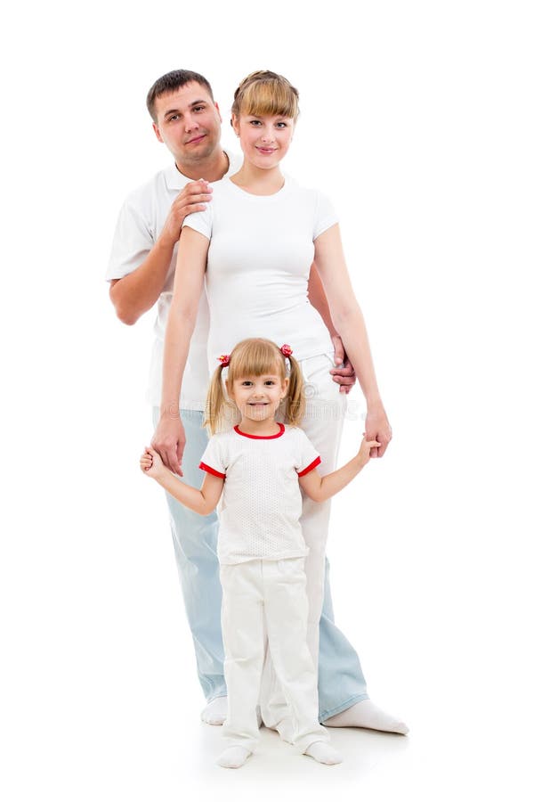 Portrait of Happy Family on White Background Stock Image - Image of ...