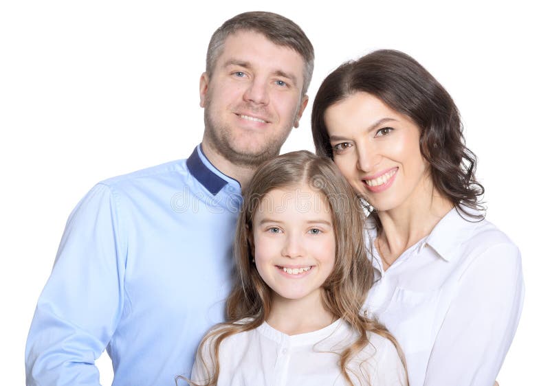 Family Smiling Together Over White Background Stock Photo - Image of ...