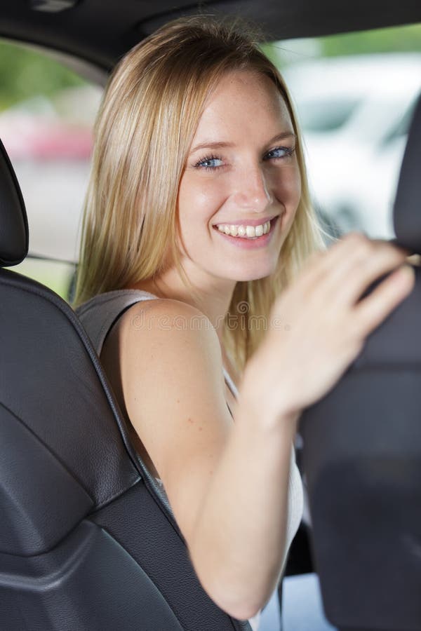 Smiling Female Driver At The Wheel Stock Image - Image of positivity ...