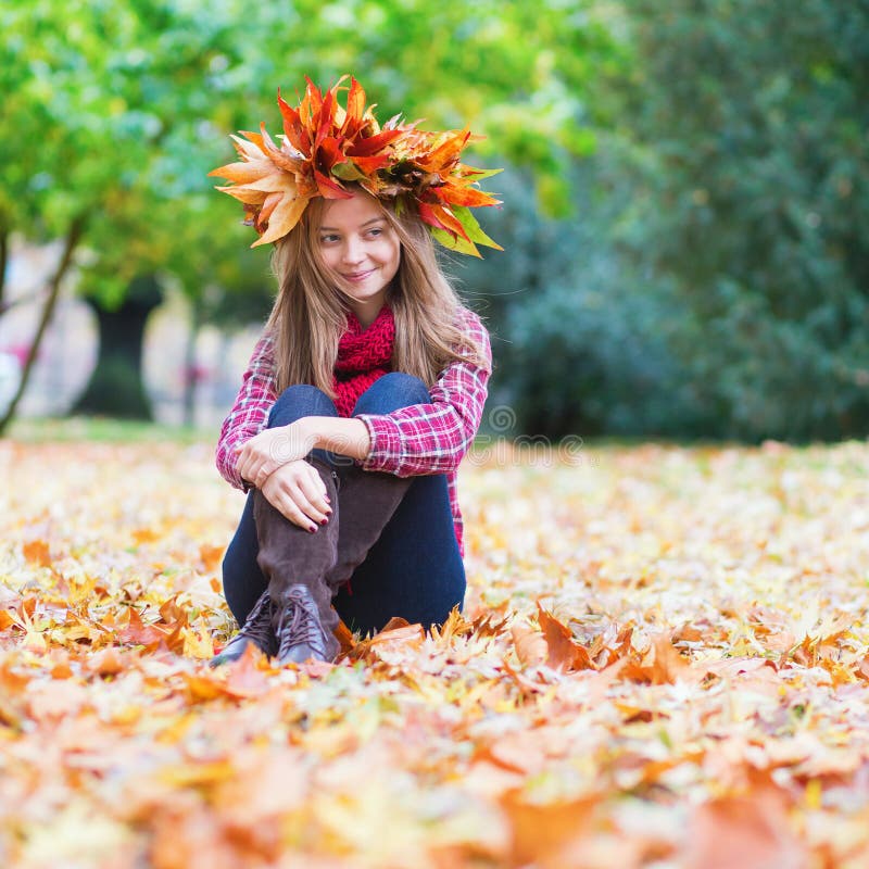 Happy Young Girl on a Fall Day Stock Image - Image of happy, face: 45803131