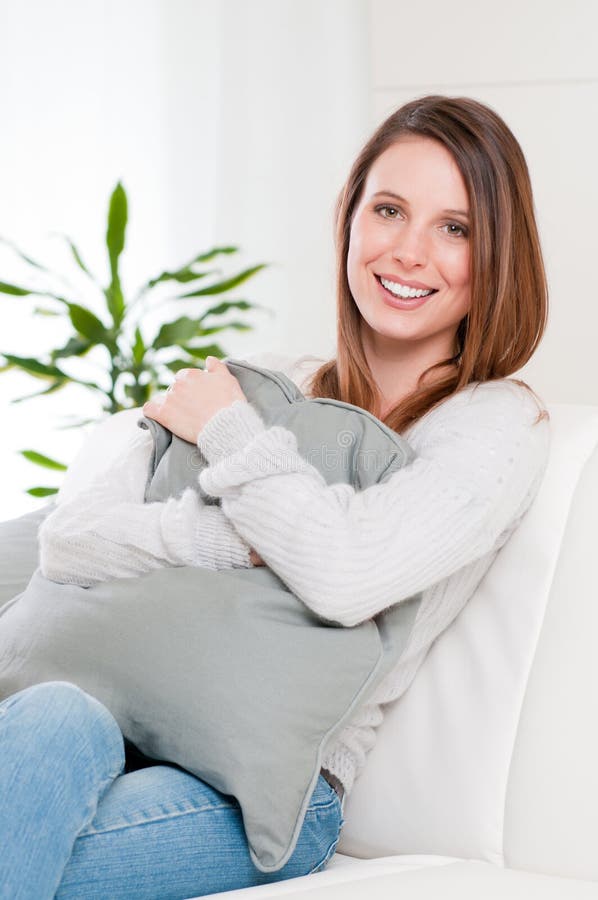 Happy young girl at home stock image. Image of cheerful - 19312207